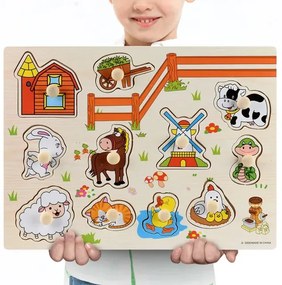 Montessori dřevěné hračky - vkládačky s držátky Barva: A3006