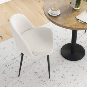 HOMCOM Sada 2 jídelních židlí se skandinávským designem, sametově čalouněné s taperovanými kovovými nohami, do obývacího pokoje a jídelny, krémové | A