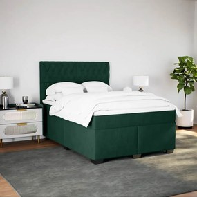Box spring postel s matrací tmavě zelená 140x200 cm samet 3290939