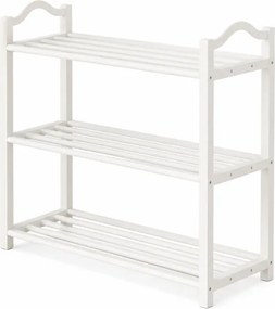botník, 3 patra, kov/plast, 42x58x19 cm, bílá, Dekorino BB20260052