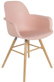 Růžová plastová jídelní židle ZUIVER ALBERT KUIP s područkami