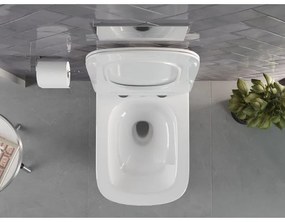 Mexen Vivo, závěsná WC mísa 555x370x335 mm, Rimless Tornádo + WC sedátko z duroplastu, bílá lesklá, 30610200T