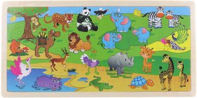 _Ostatní 1_ DŘEVO Puzzle safari zvířátka vkládací na desce 96 dílků 155235