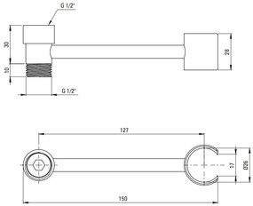 Deante Hand shower bracket, for bathtub mixers - swivel