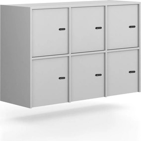 Nástavba pro skříně FRAME, 6x dveře, 1299 x 450 x 854 mm, mechanický kódový zámek, šedá