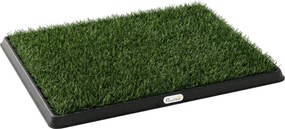 PawHut Záchod pro psy 63 x 50,5 cm Záchod pro psy se 2 umělými trávníky omyvatelný Záchod pro psy na balkon doma Černá+Zelená
