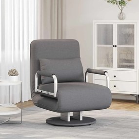 Otočné křeslo rozkládací tmavě šedé textil 244667