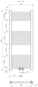 Erga Simple, topné těleso 1000x400 mm, 332 W, černá, ERG-LAV-SIMP-10040-BK