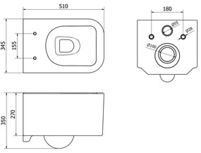 Mexen Elis závěsné wc Rimless, bílá - 3391XX00