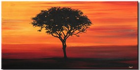 Obraz Příroda (1-dílný) - černý strom na pozadí v barvách západu slunce