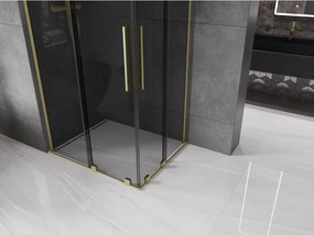 Mexen Velar L Duo, sprchový kout s posuvnými dveřmi 100 x 90 cm, 8mm šedé sklo, zlatá matná, 871-100-090-02-43-55