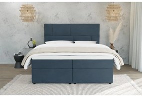Tmavě modrá boxspring postel s úložným prostorem 160x200 cm Lola – Ropez