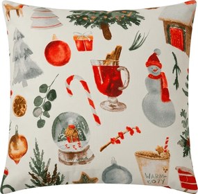 Povlak na polštář z mikrovlákna FESTIVE MAGIC 45x45 cm, bílý