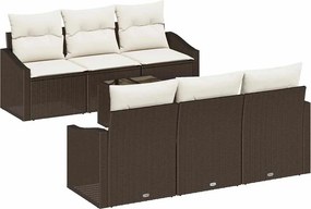 Set pohovek 7 ks Hnědá a krémová polyratan 3346608