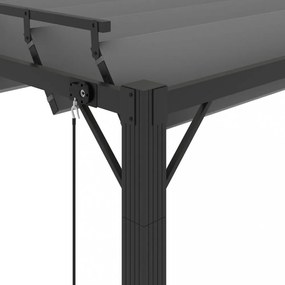 Pergola s lamelovou střechou 3 x 4 m hliník / látka Dekorhome Šedá