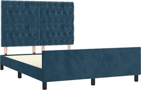 Rám postele bez matrace tmavě modrý 140x190 cm samet 3125938