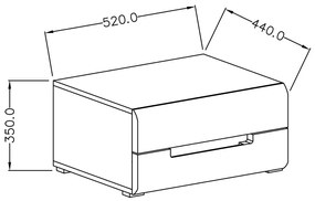 Noční stolek se dvěma zásuvkami Hektor 22 - Antracytová lesk / appenzeller fichte