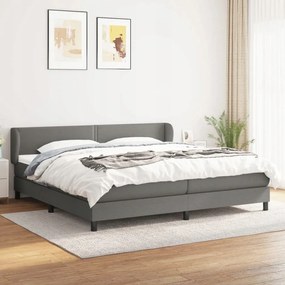 Box Spring Postel S Matrací Textil Tmavě Šedá Hladké s hřebíky 200 x 200