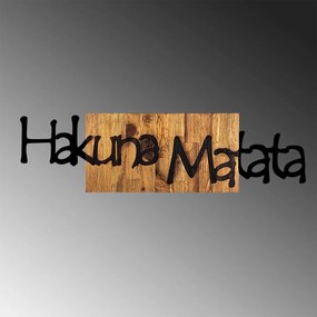 Nástěnná dřevěná dekorace HAKUNA MATATA hnědá/černá