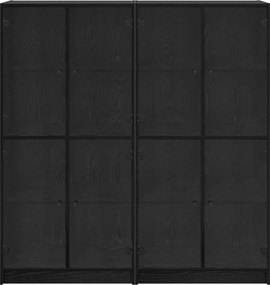 Vysoký bufet 2 ks Černý dub 68 x 37 x 142 cm Kompozitní dřevo 3402646