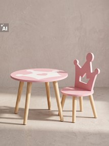 Sinsay - Sada: stolek a židle ve tvaru koruny - pastelová růžová