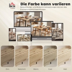 Jídelní stůl HOMCOM pro 4 osoby, 110 × 70 × 75 cm, moderní severský design, ocelový rám, deska s dubovým dekorem