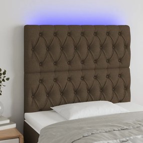 Čelo postele s LED tmavě hnědé 90x7x118/128 cm textil