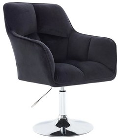 LuxuryForm DESIGN Otočné křeslo AMALFI VELUR na stříbrném talíři - černé