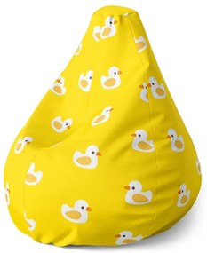 Sedací vak Pear bílé kachničky, žlutá