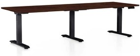 Výškově nastavitelný stůl OfficeTech Long, 240 x 80 cm, černá podnož, wenge