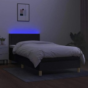 Box spring postel s matrací a LED černá 90x190 cm textil 3133599