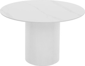 Jídelní stůl, bílý mramor/MDF, průměr 120 cm, MAHIR TYP 1