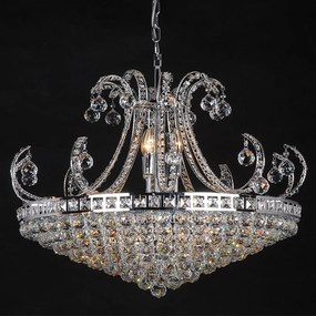 Stříbrný křišťálový lustr Karter - Ø 80x60/182 cm E14/max 15x40W