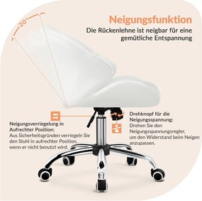 Kancelářská židle Yaheetech – bílá, 60 cm (šířka) × 60 cm (hloubka) × 76,5 cm – 86 cm (266901824875)