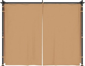 Altán se závěsy 3 x 3 m taupe ocel 313897