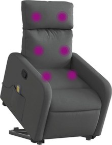 Zvedací masážní polohovací křeslo tmavě šedé textil 3206709