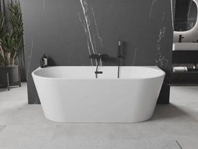 Mexen Oval volně stojící vana k přisazení ke stěně 170 x 80 cm, bílá, černý přepad - 52671708000-70