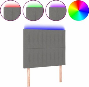 Čelo postele s LED tmavě šedé 100x5x118/128 cm textil 3122653