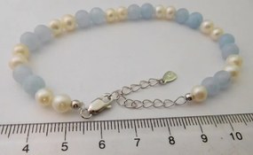 Dámský perlový stříbrný rhodiovaný náramek s kultivovanými čirými perlami 925/1000 18cm - 23cm 030853600001