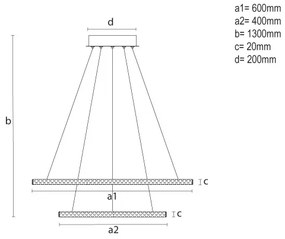 LED Stmívatelný lustr na lanku LED/150W/230V 3000-6500K + dálkové ovládání