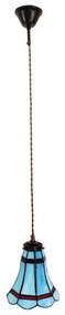Modrá závěsná Tiffany lampa červené pruhy RedLine – 15x115 cm