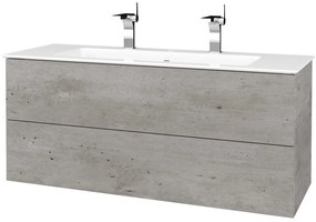 Dřevojas Koupelnová skříň VARIANTE SZZ2 120 (umyvadlo Pura) Varianta: N01 Bílá lesk / D16 Beton tmavý