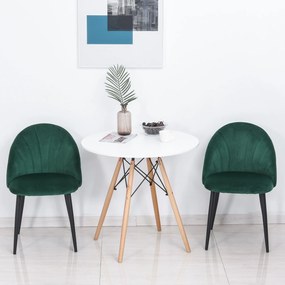 HOMCOM jídelní židle sada 2 ks Scandi design moderní kuchyňská židle čalouněná židle sametová kovová zelená 52x54x79cm do obývacího pokoje a kancelář…