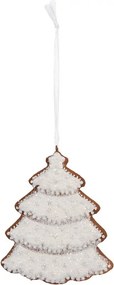 Závěsná dekorace zasněžený perníkový stromeček Frosted Ginger - 9*1*10 cm