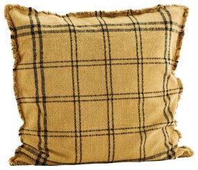 MADAM STOLTZ Povlak na polštář Checked Indian Tan 50 x 50 cm, žlutá barva, textil