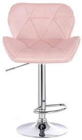 LuxuryForm Barová židle MILANO VELUR na stříbrném talíři - světle růžová