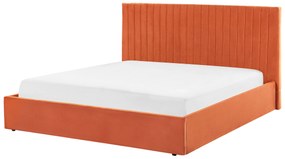 Sametová postel s úložným prostorem 180 x 200 cm oranžová VION Beliani