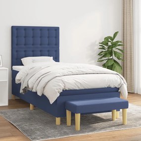 Box spring postel s matrací modrá 90x200 cm textil,  3137451