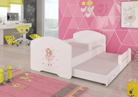 ADRK Furniture Postel dvojitá s bariérou a matracemi PEPE II GIRL WITH WINGS 160x80 CH-Pep-II-Bar-Gir-Wing-n-E1866