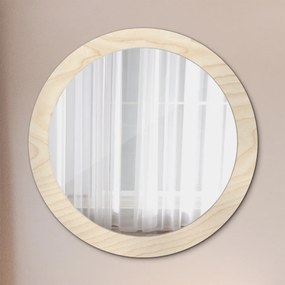Kulaté zrcadlo tištěný rám Textura dřeva fi 80 cm